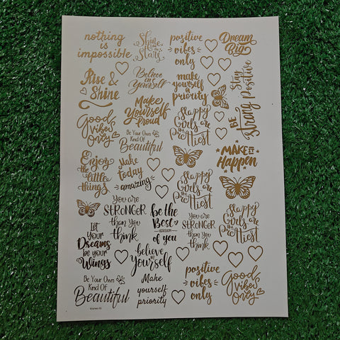 POSITIVE THOUGHTS A4 EMBOSS STICKER SHEET – JorShor